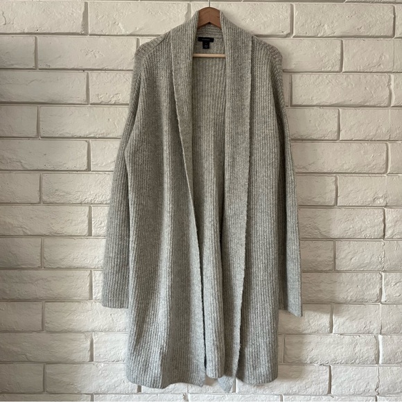 Halogen | Sweaters | Halogen Long Line Open Front Cardigan Grey Chunky ...